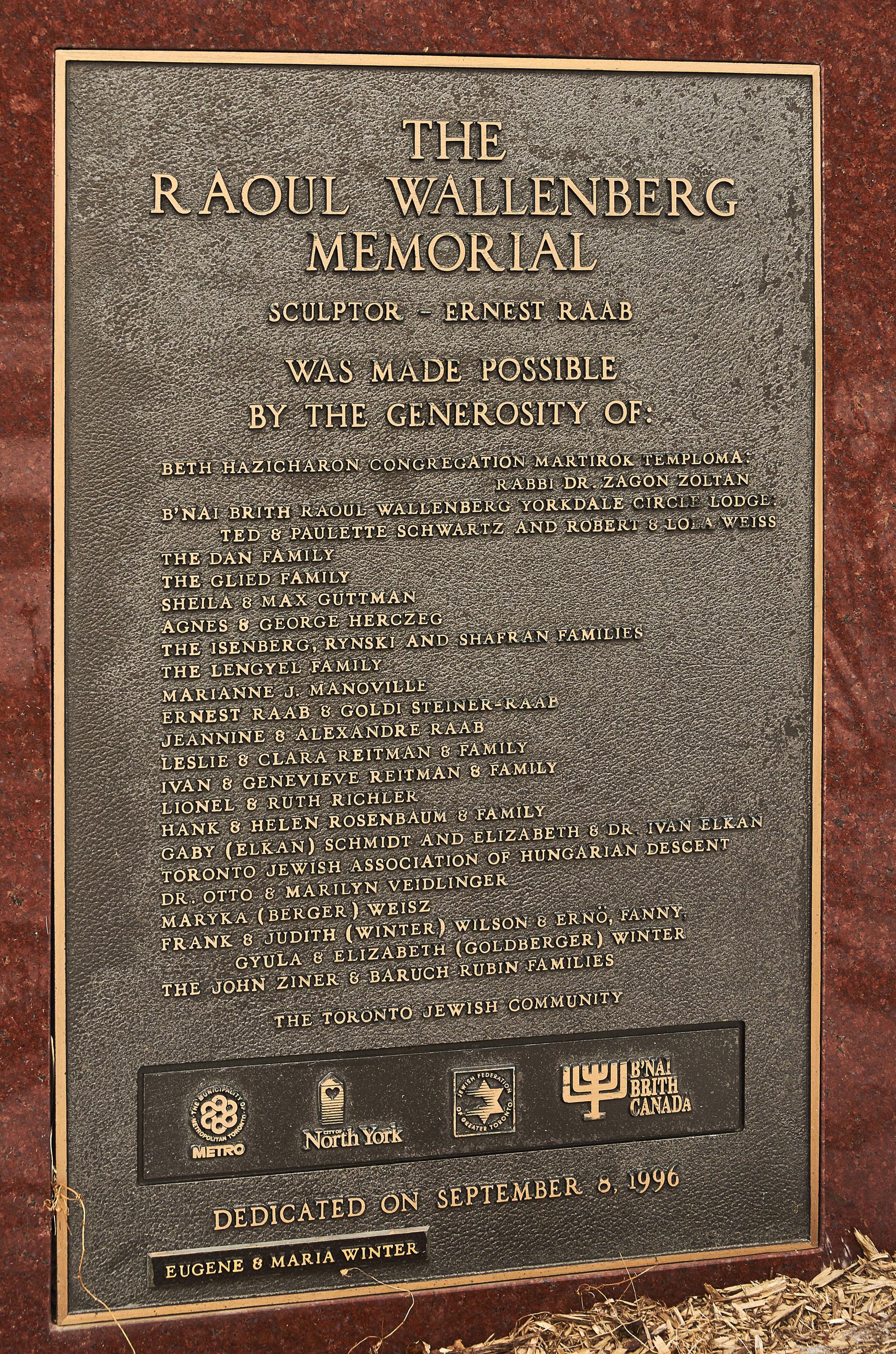 Raoul Wallenberg Memorial, Toronto, ON - Hungarian heritage in Canada